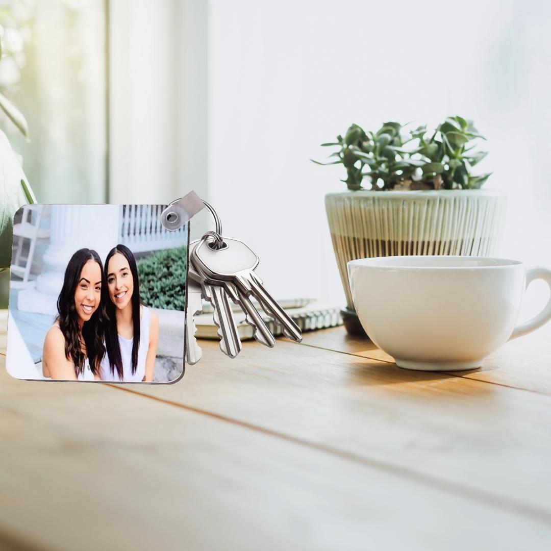 Photo Square & Double-sided Heart Keychains, Personalized Keychain ...