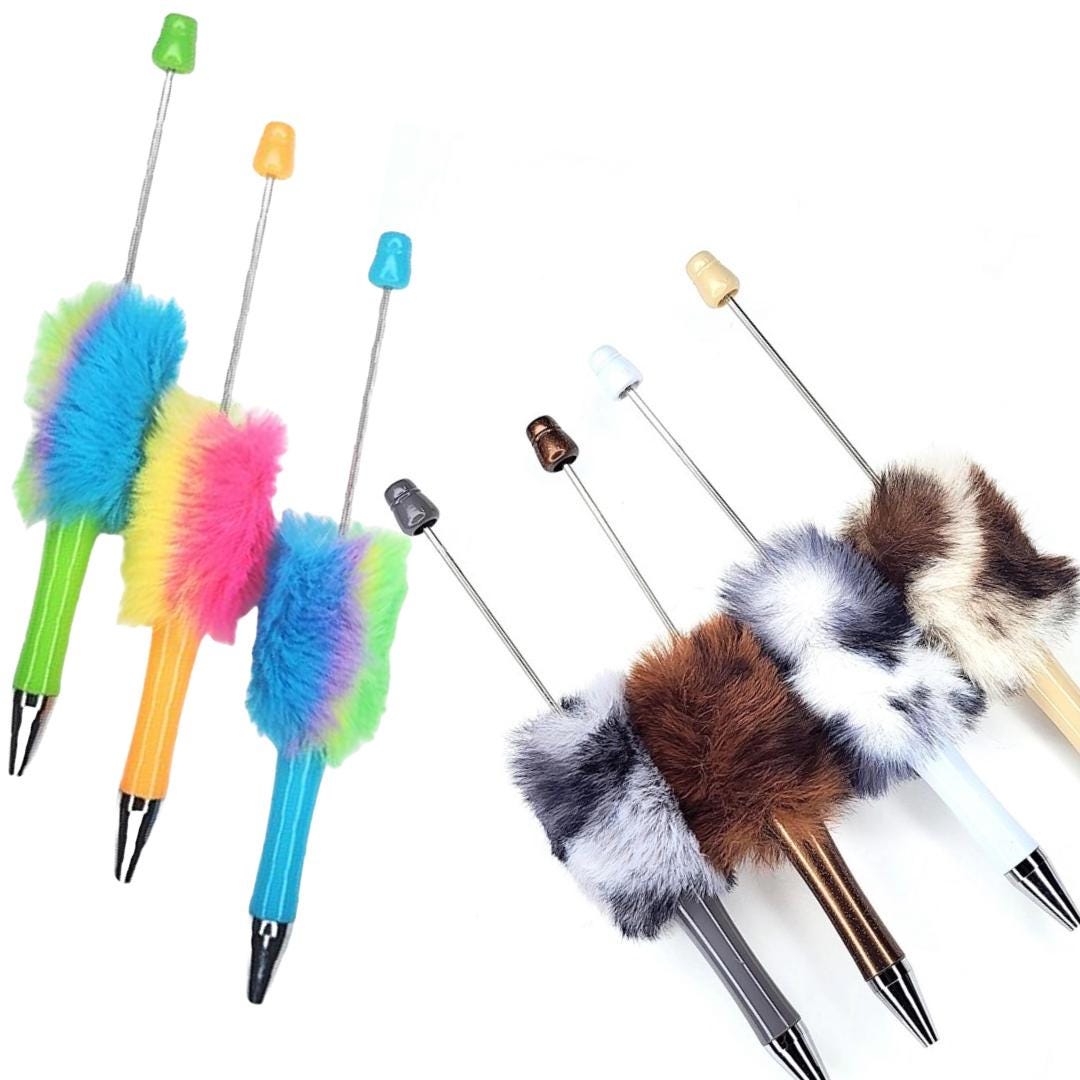Fuzzy Beadable Pen Blanks, DIY Fuzzy Pens, Beadable Pen Blanks, Feather ...