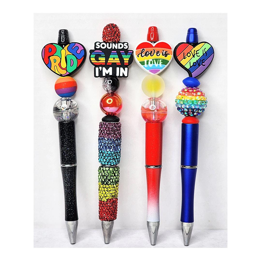 Custom Pride Beaded Pens, Love is Love Beaded Pens, LGBTQ Pens ...