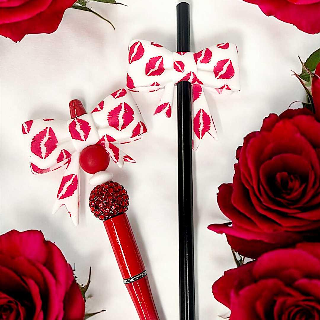Red Lips Straw Topper, Valentine's Day Straw Topper, Beading and Craft ...
