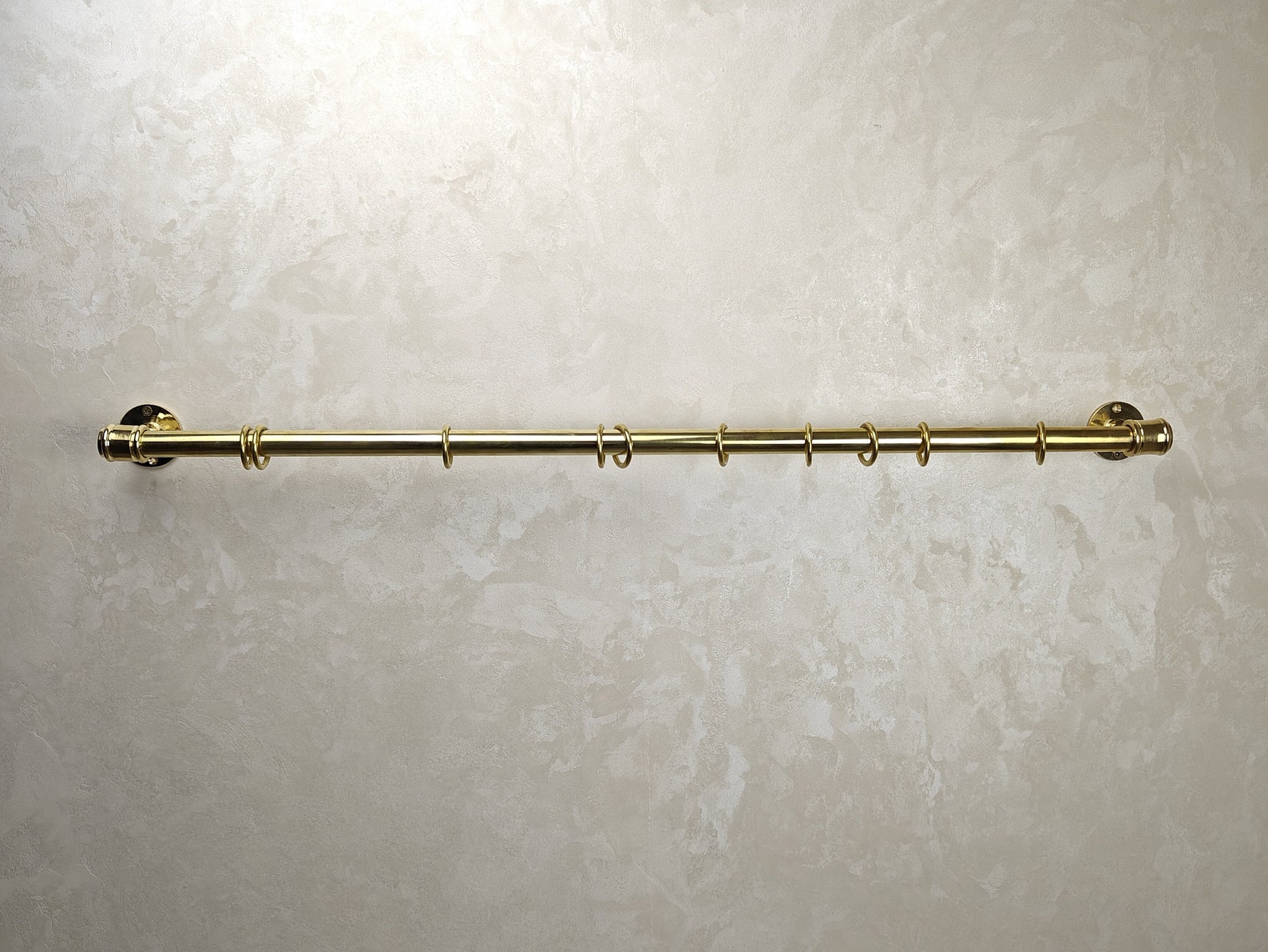 Unlacquered Brass Curtain Rod With Rings: Custom Size Curtain Rail - Etsy