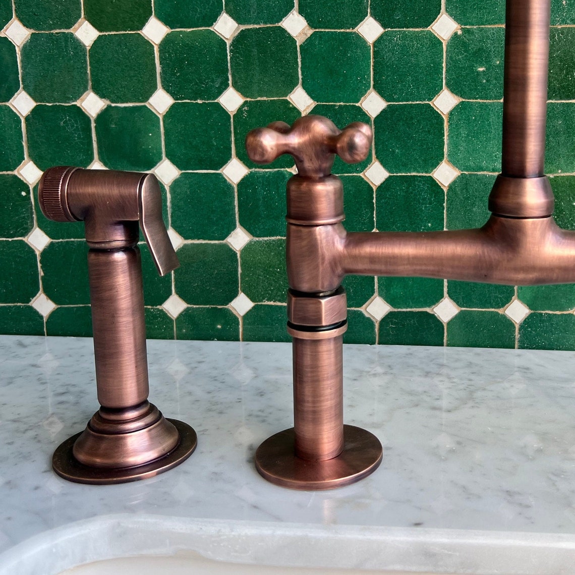 Copper Bridge Faucet, Copper Kitchen Sink Faucet in Solid Brass - Etsy