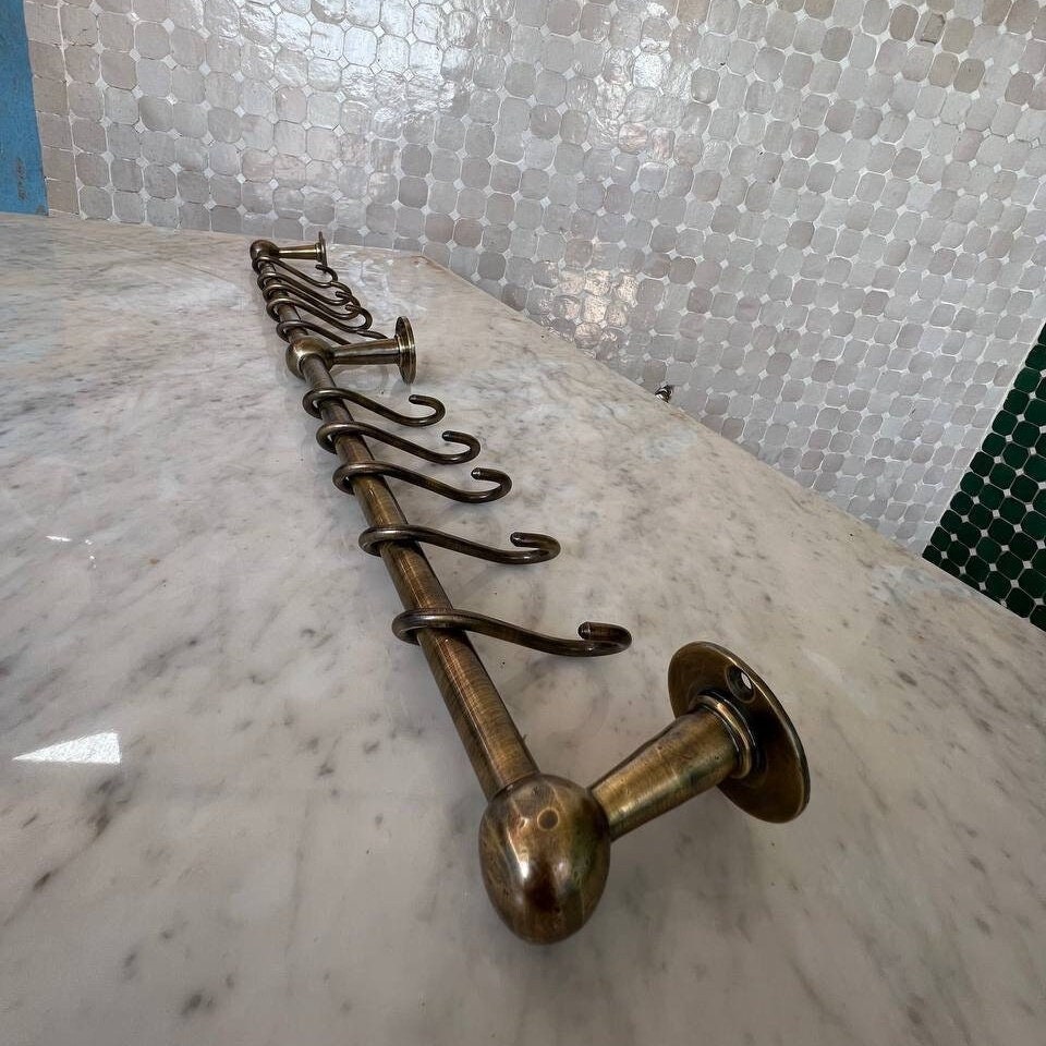 Bronze Pot Rack , Brass Rod Rail , Kitchen Rail With Hooks, - Etsy