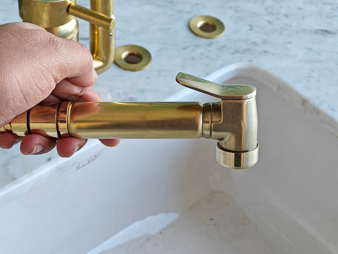 Solid Brass Kitchen Hand Sprayer, Bathroom Sprayer, Unlacquered ...