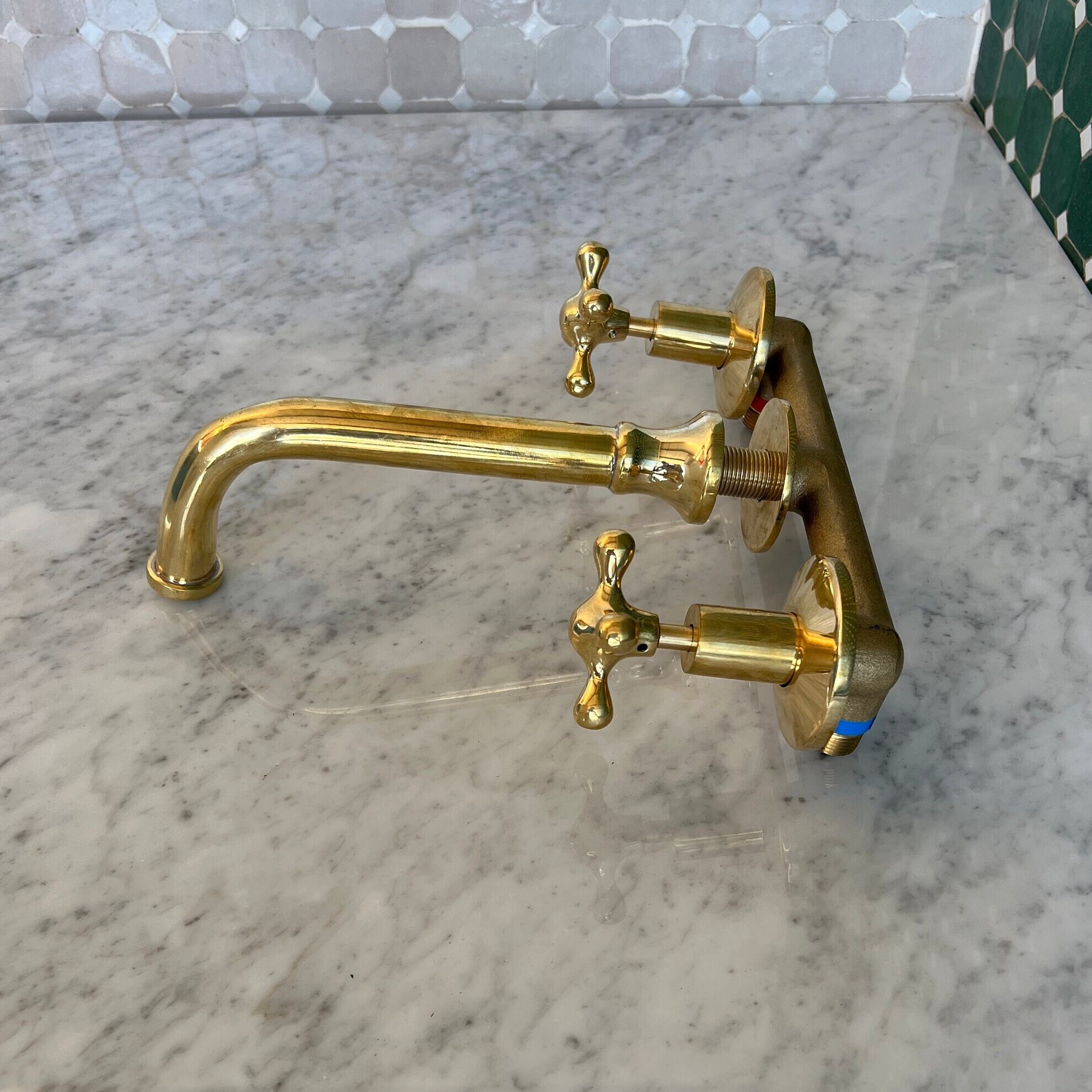 Unlacquered Brass Wall-mount Faucet, Bathroom Tub Faucet - Etsy