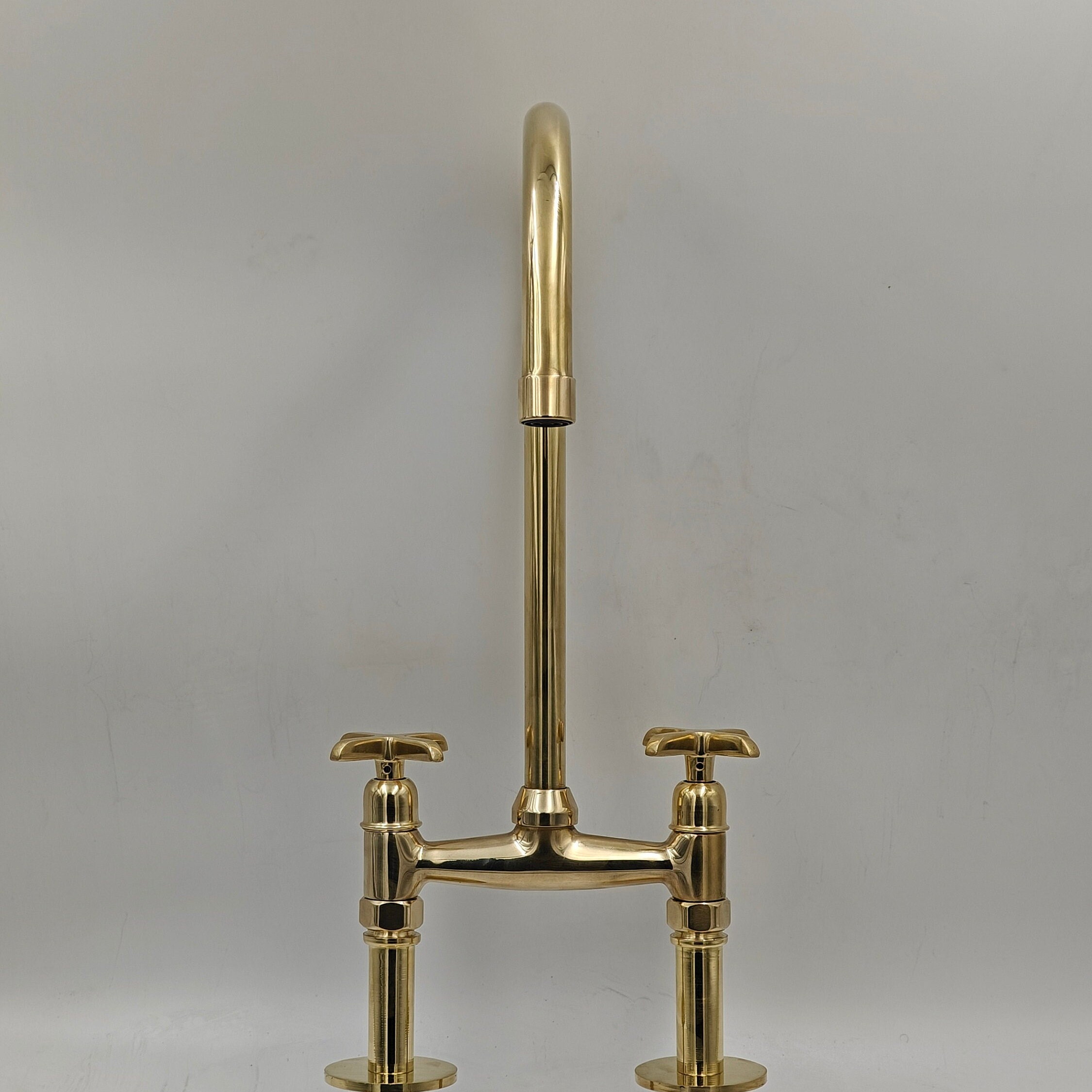 Unlacquered Brass Bridge Faucet With Linear Legs and Various Handles ...