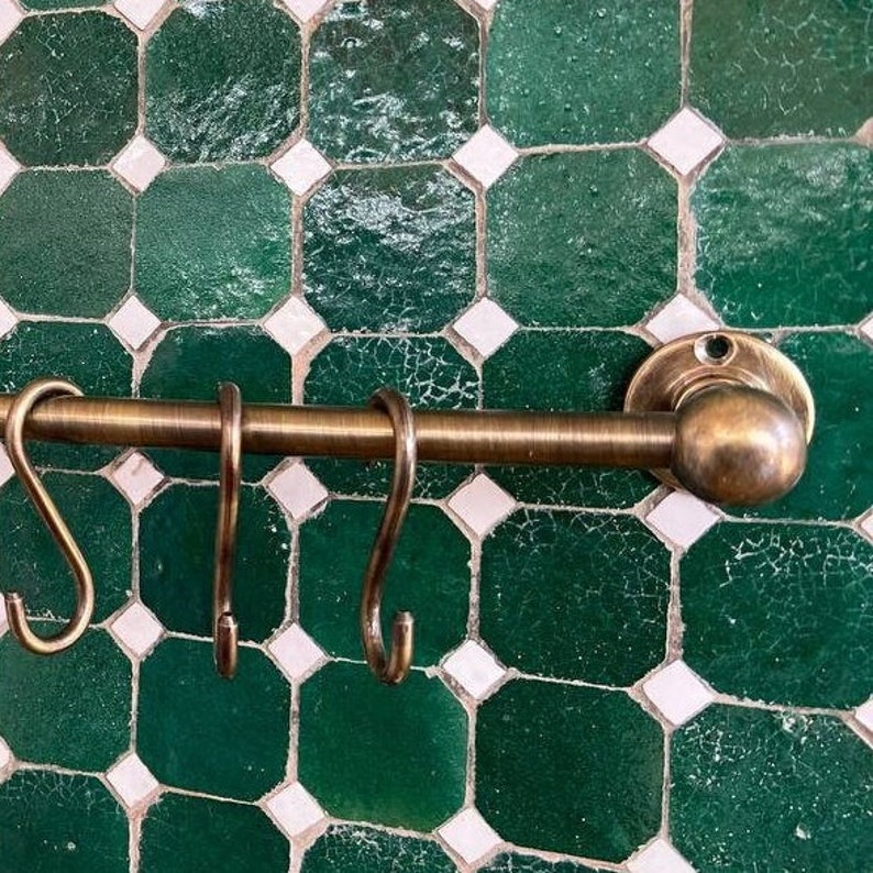 Bronze Pot Rack , Brass Rod Rail , Kitchen Rail With Hooks, - Etsy