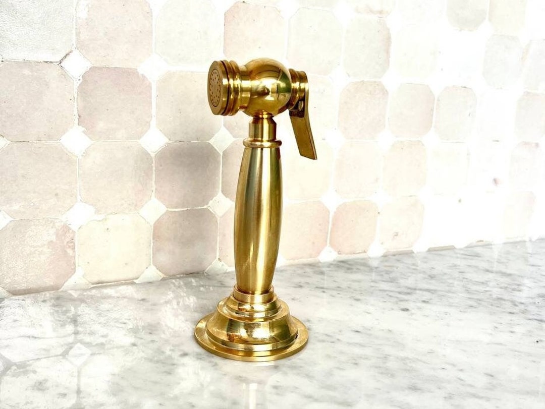 Unlacquered Brass Kitchen Side Sprayer: Farmhouse Sink Attachment - Etsy