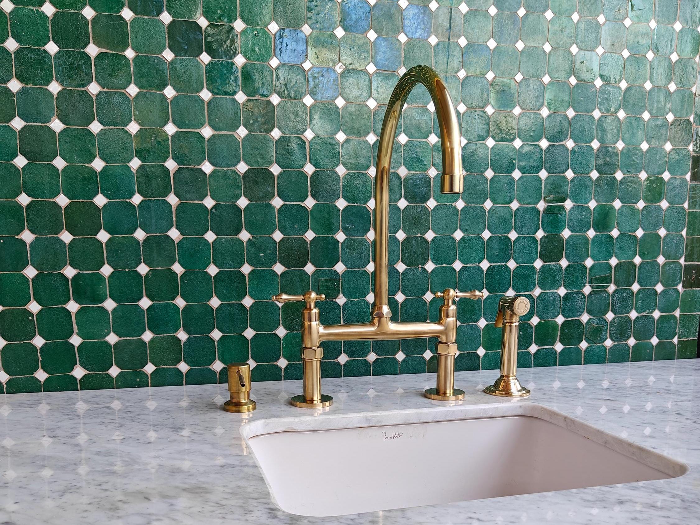 Unlacquered Solid Brass Kitchen Bridge Faucet With Swivel Spout - Etsy