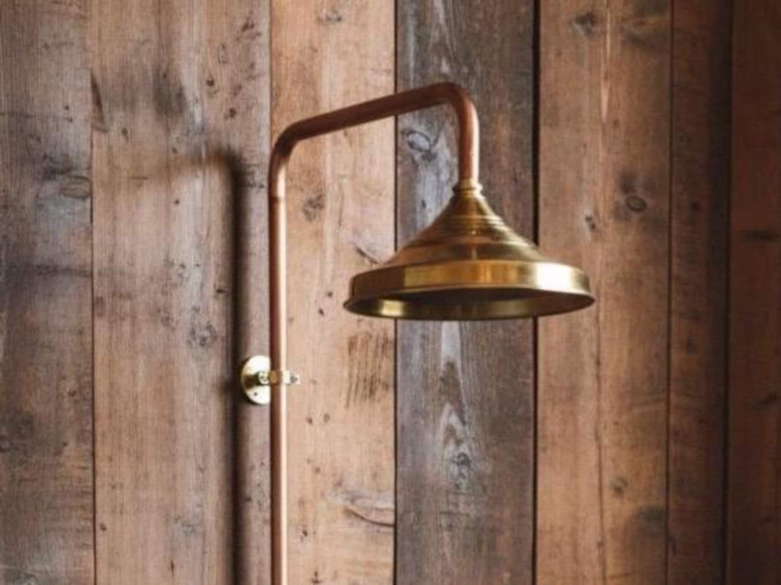 Copper Outdoor Shower With Brass Rainfall Head | Rustic Farmhouse ...