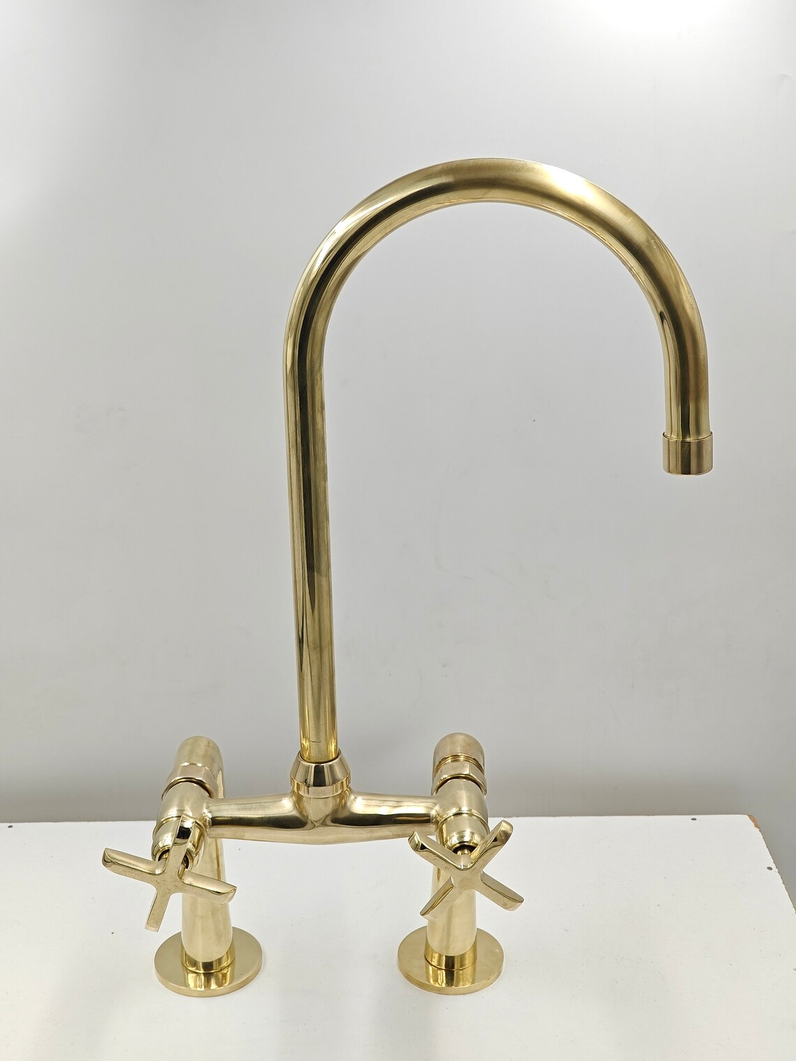 Solid Brass Kitchen Sink Faucet Unlacquered Brass Kitchen - Etsy