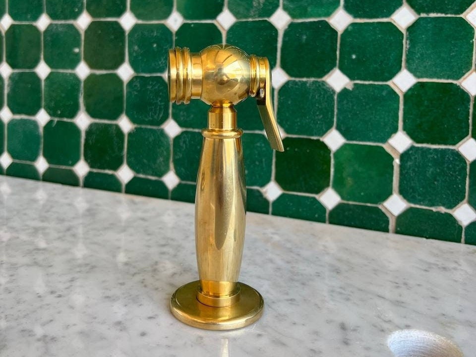 Unlacquered Brass Kitchen Hand Sprayer, Solid Brass Side Sprayer With ...