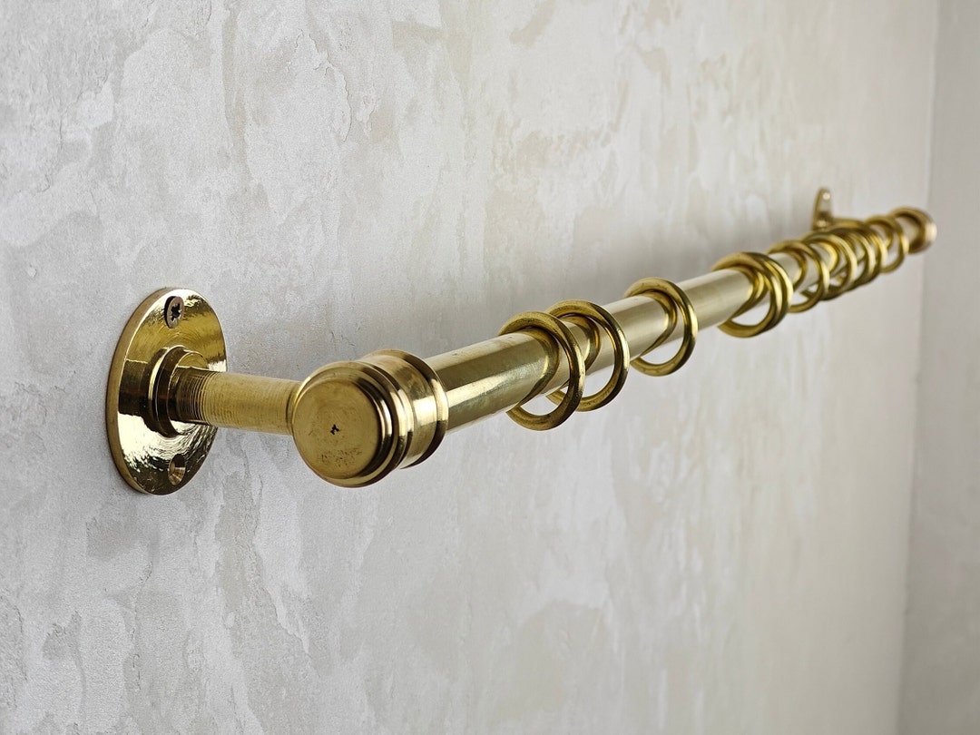 Unlacquered Brass Curtain Rod With Rings: Custom Size Curtain Rail - Etsy