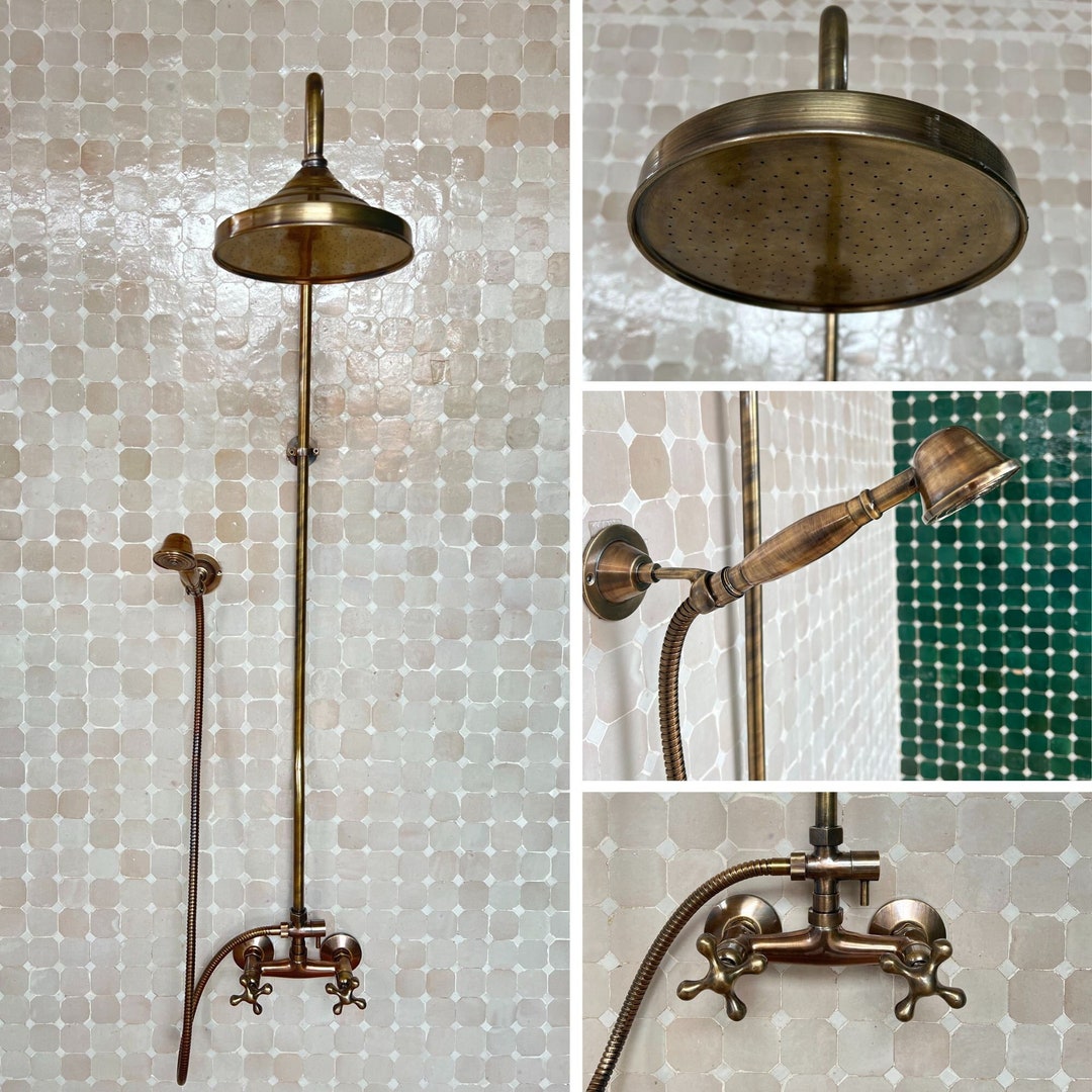 Antique Bronze Shower System, Round Shower Head With High Pressure ...