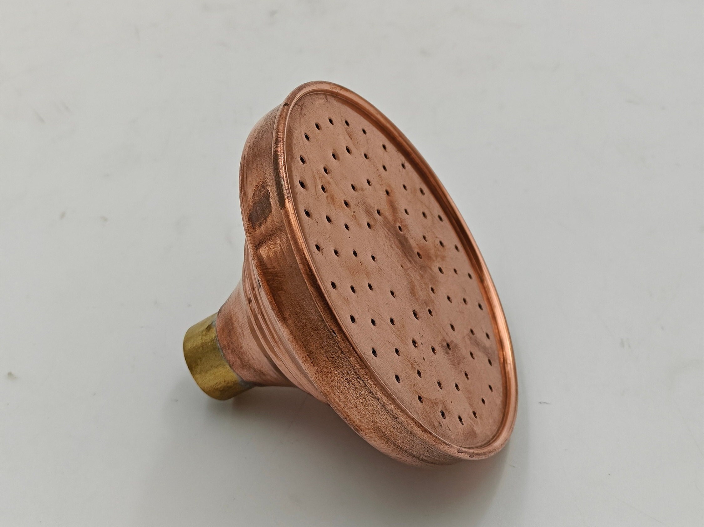 Unlacquered Solid Copper Rain Shower Head, Round Handcrafted Vintage ...