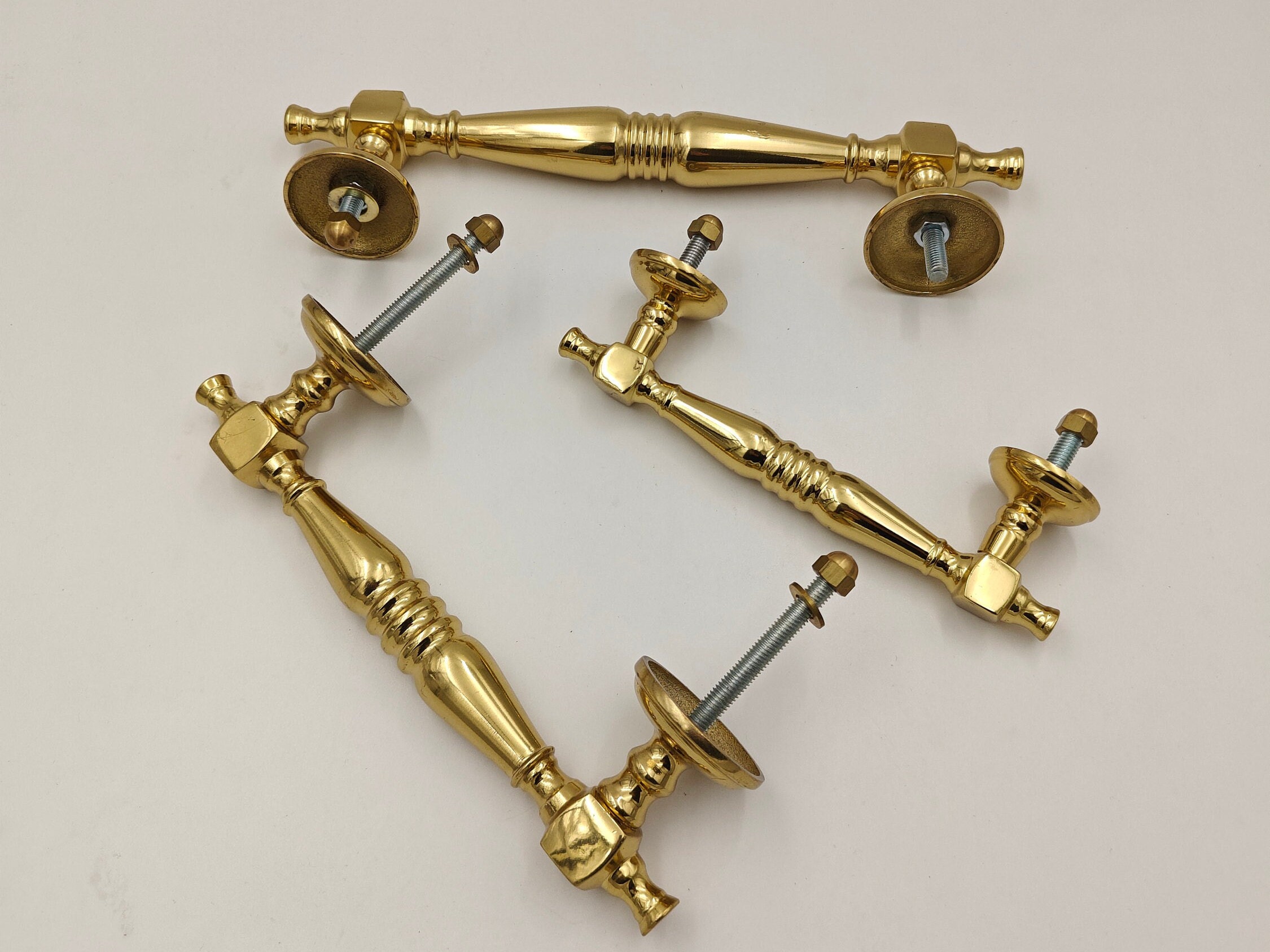 Unlacquered Brass Drawer Handles, Kitchen Drawer Pulls, Vintage Drawer ...