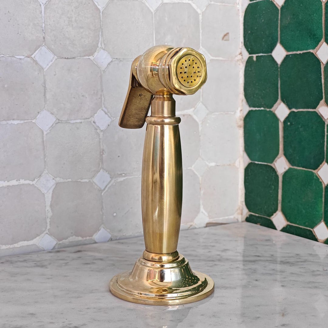 Antique Brass Kitchen Side Sprayer: Unlacquered Solid Brass - Etsy