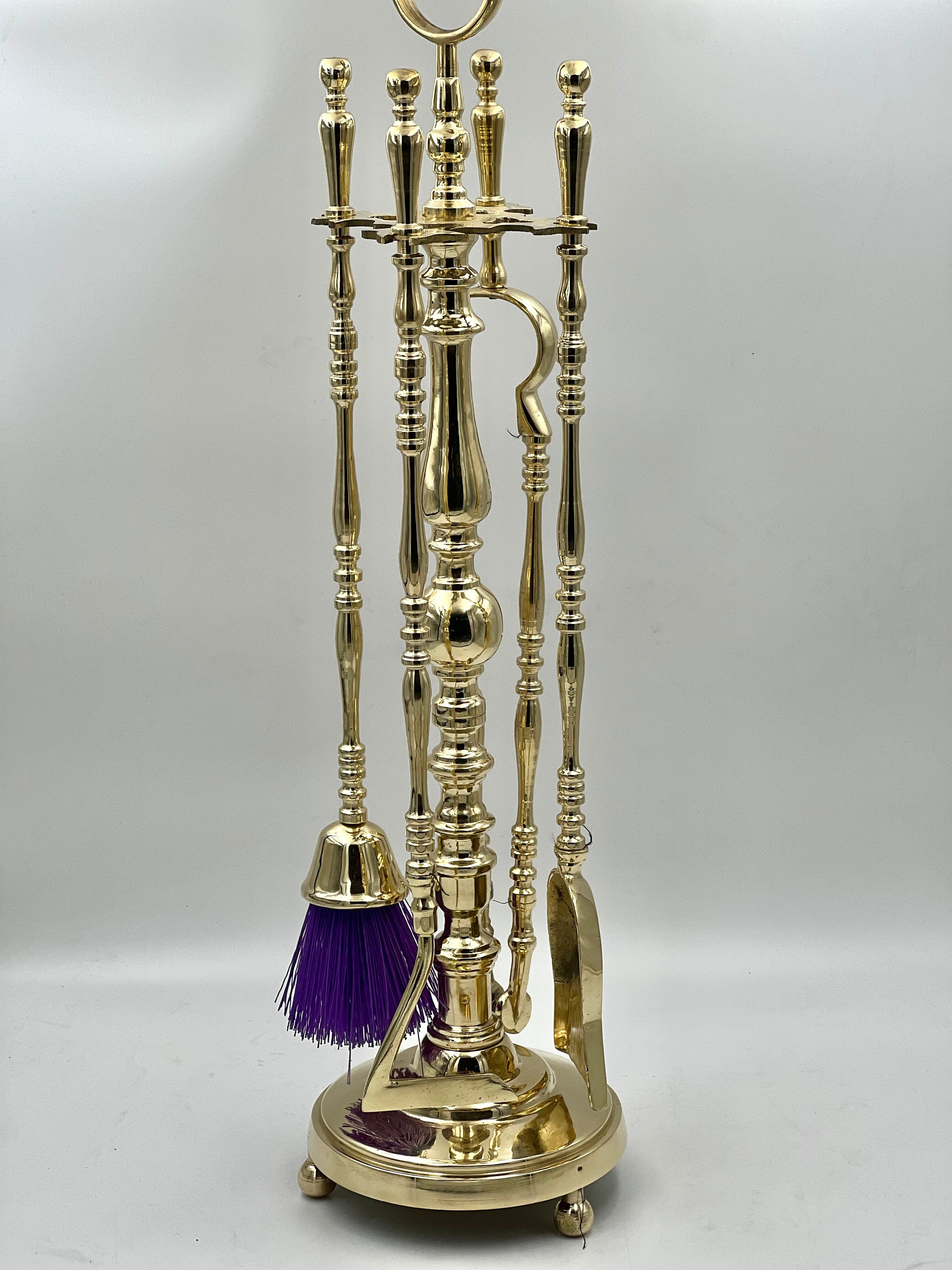 Antique Brass Fire Tools Solid Brass Tool Set - Etsy