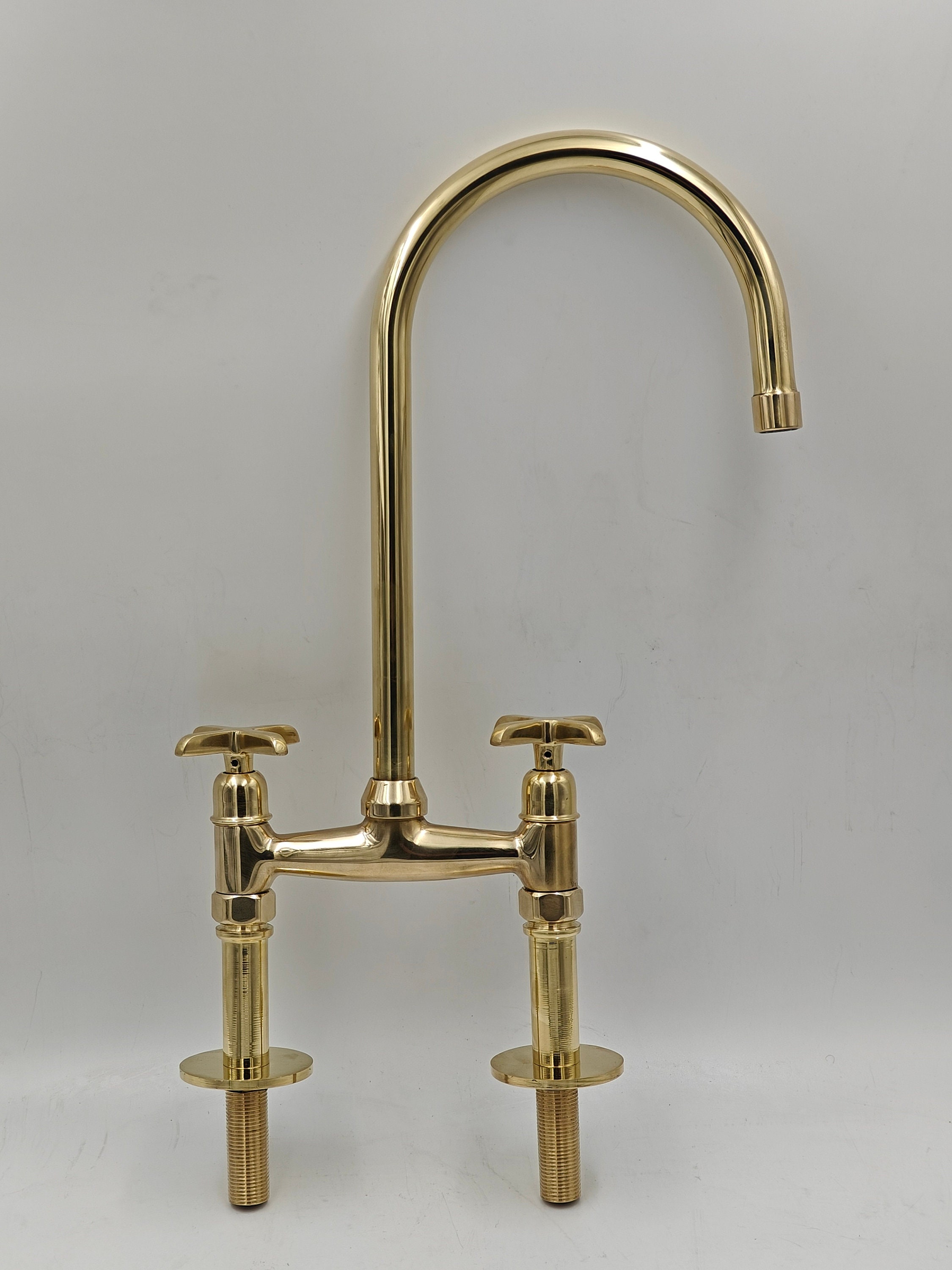 Unlacquered Brass Bridge Faucet With Linear Legs and Various Handles ...