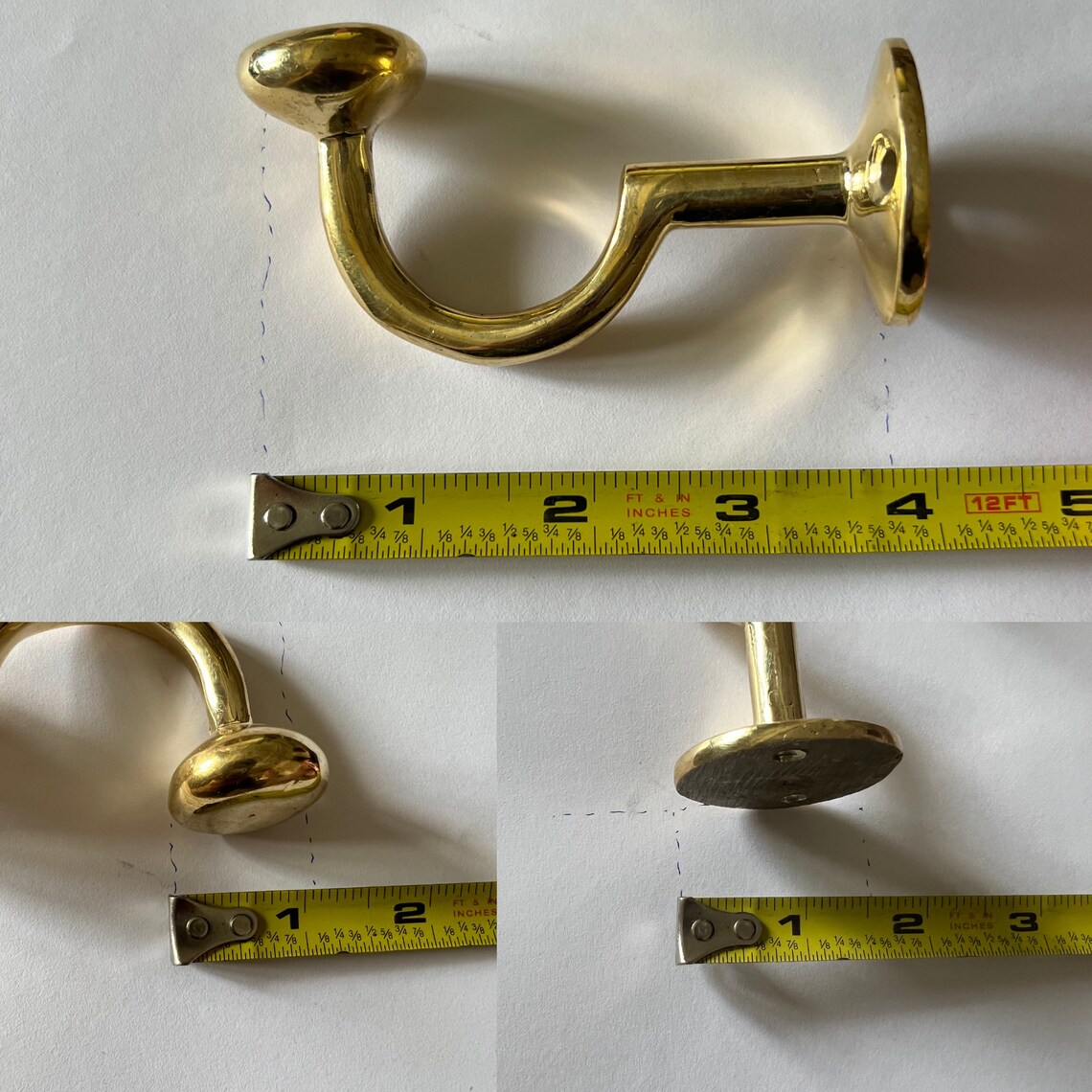 Brass Hook Unlacquered Brass Hooks Vintage Antique Brass Wall Hook Etsy