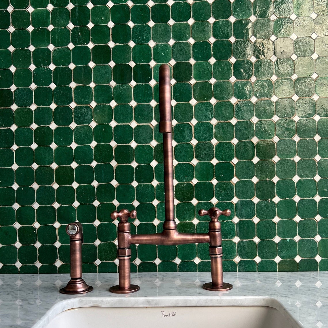 Copper Bridge Faucet, Copper Kitchen Sink Faucet in Solid Brass - Etsy