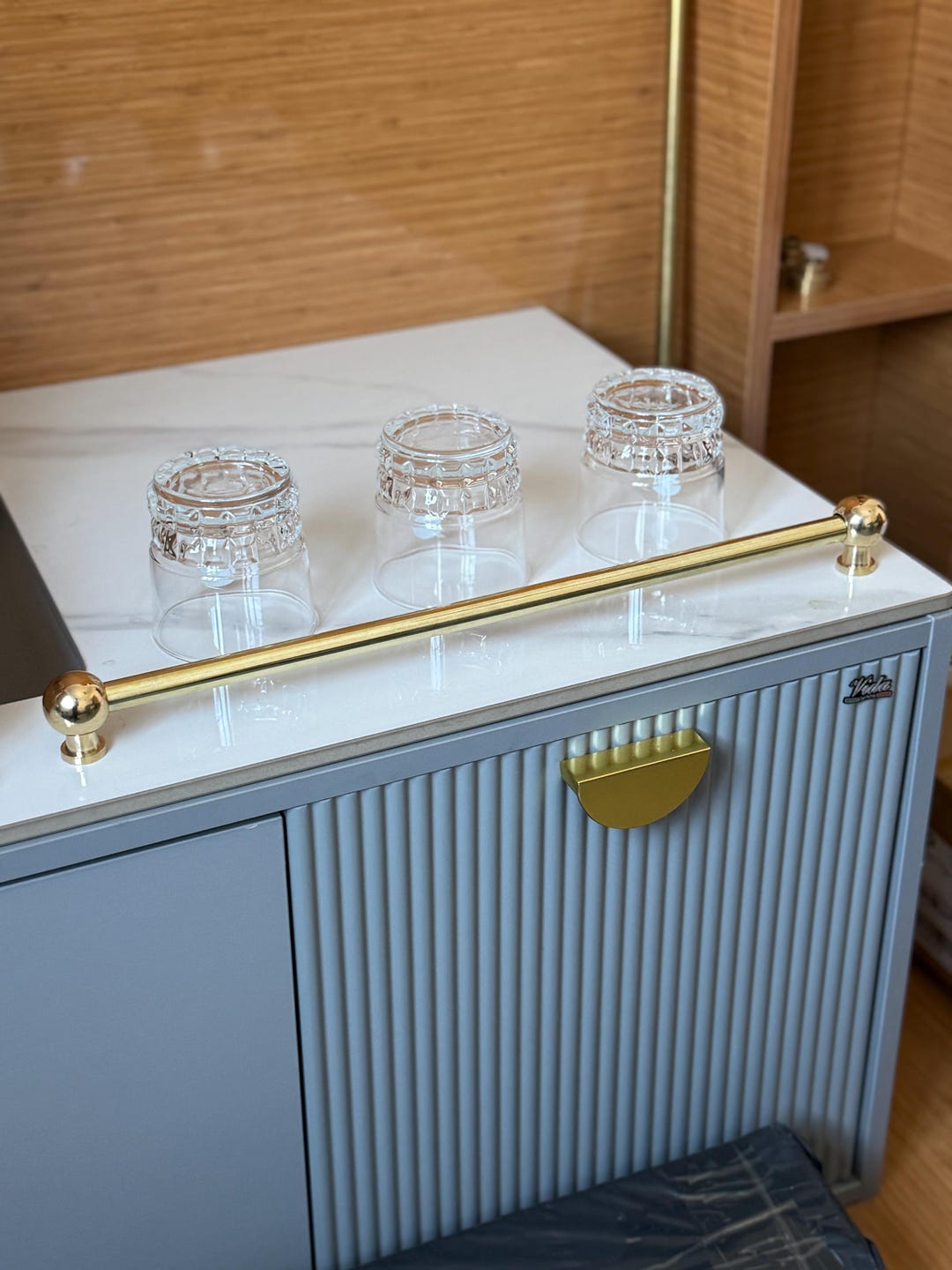 Unlacquered Brass Gallery Rail: Solid Brass Shelf Guard With Ball ...