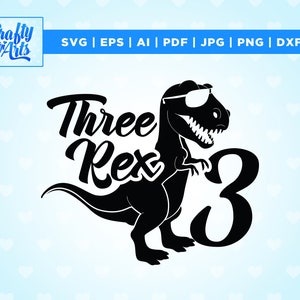 Three Rex Svg Dinosaur Birthday SVG 3 Rex Svg Cricut Png - Etsy