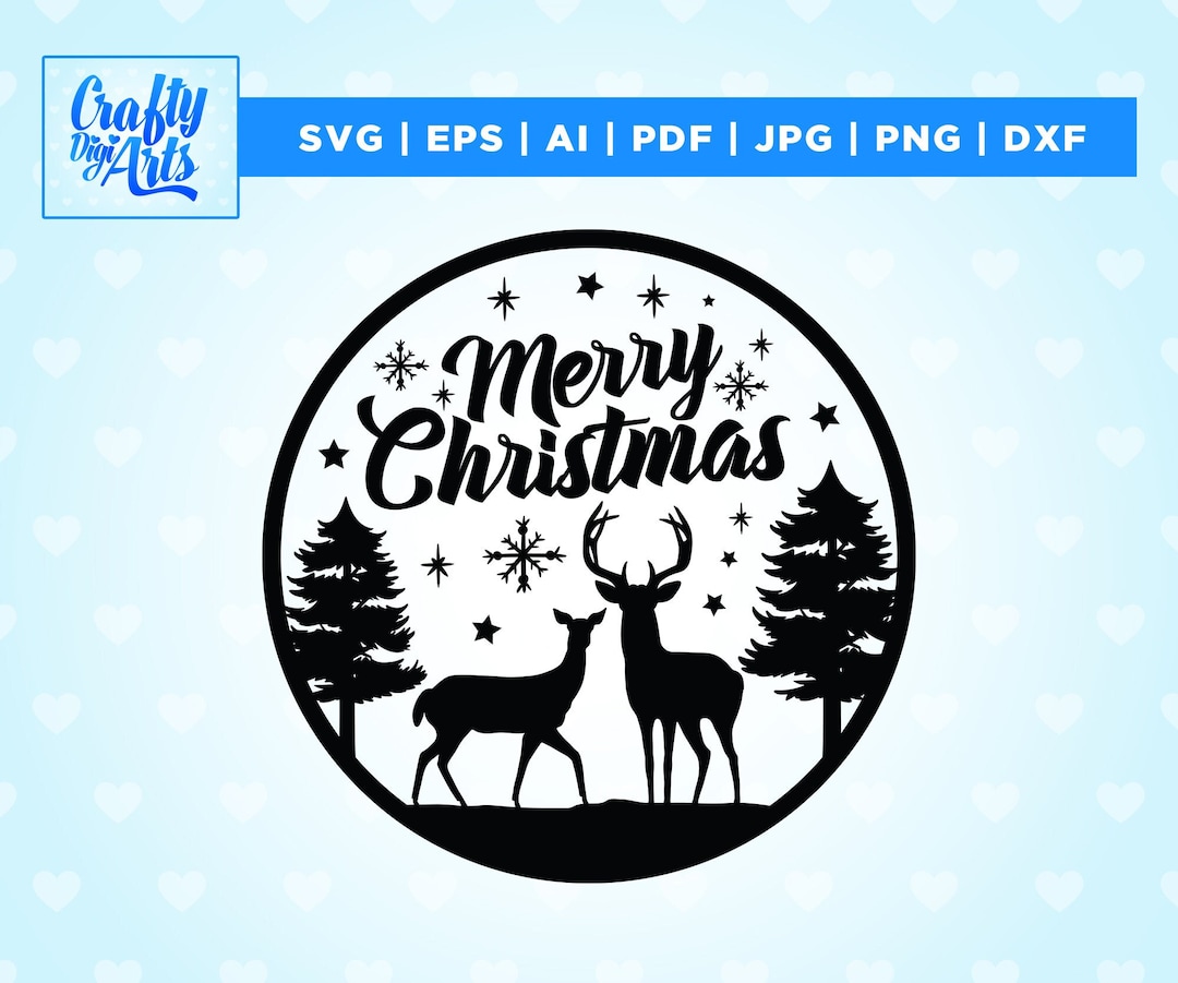Winter Scene SVG, Snowy Christmas Svg, Pine Trees, Snow, Deer Stag ...