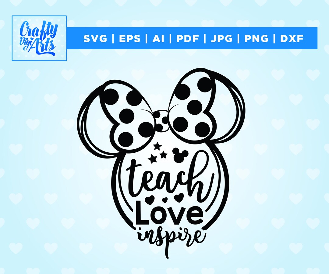 Mouse Svg, Mouse Teach Love Inspire Svg for Cricut, Teacher Gift Svg ...