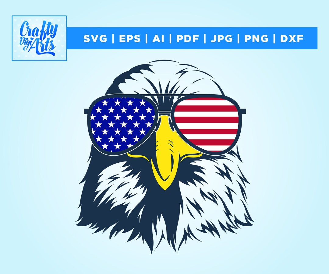 Patriotic Bald Eagle With Sunglasses, 4th July Svg, American Eagle ...
