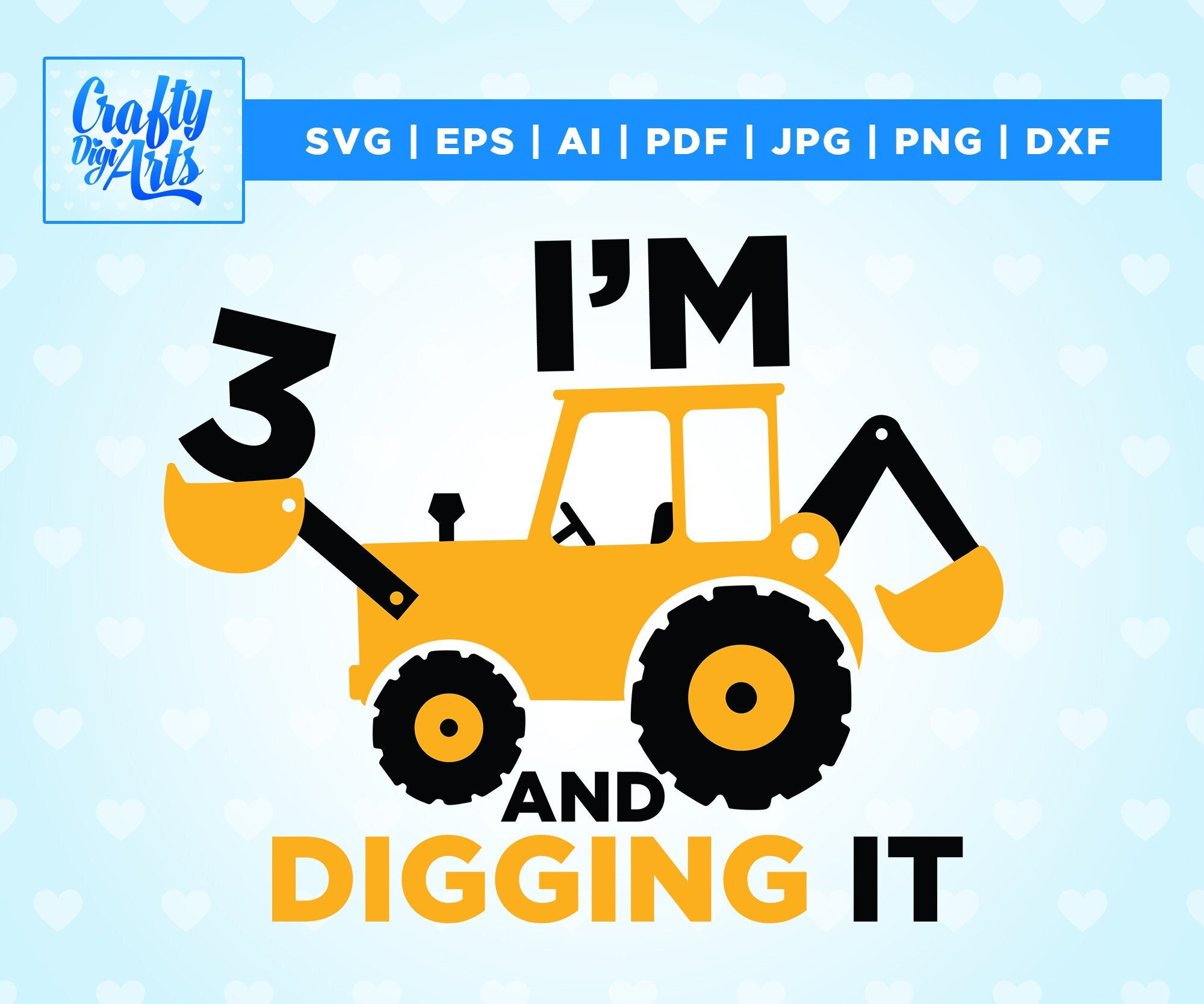 I'm 3 and Digging It Svg Construction Svg 3rd Birthday - Etsy