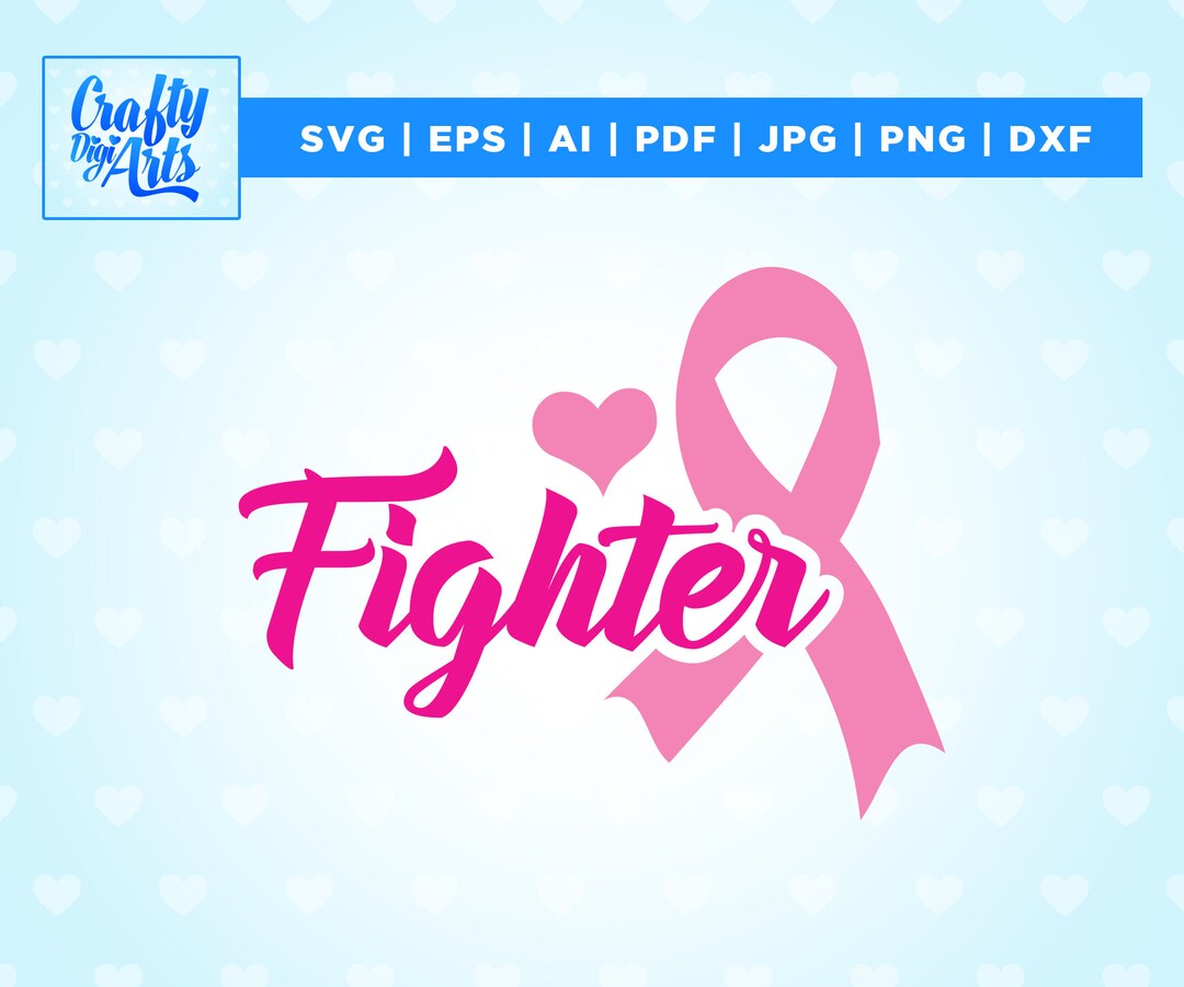 Fighter Ribbon SVG, Breast Cancer Svg, Cut File, Cricut, Png, Svg, Pink ...
