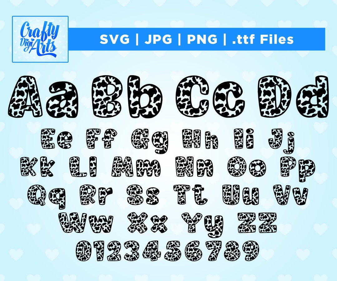 Cow Alphabet SVG, Numbers, Letters, Bundle, Birthday, Cow Print ...