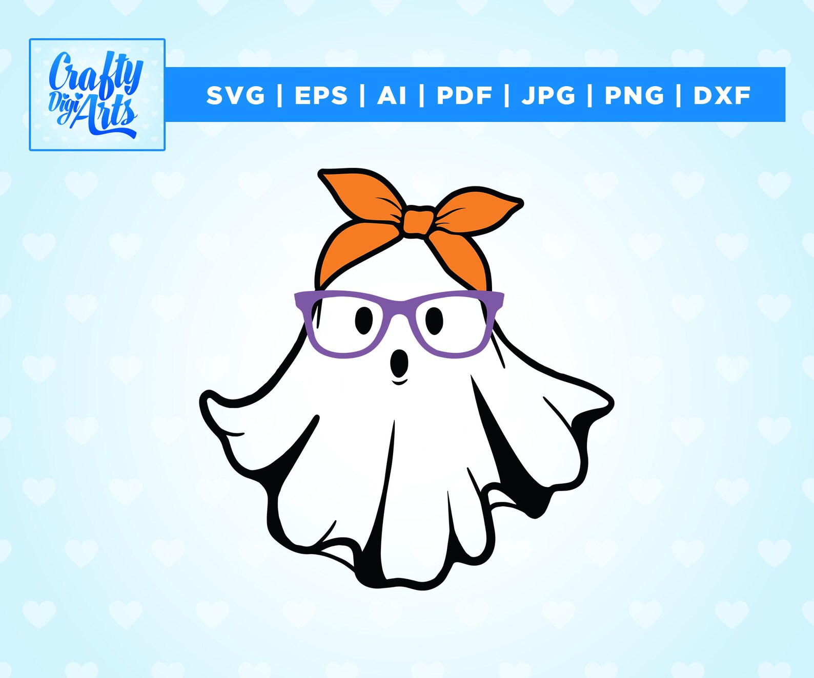 Cute Ghost With Glasses Svg, Cute Ghost With Glasses and Bandana Png ...