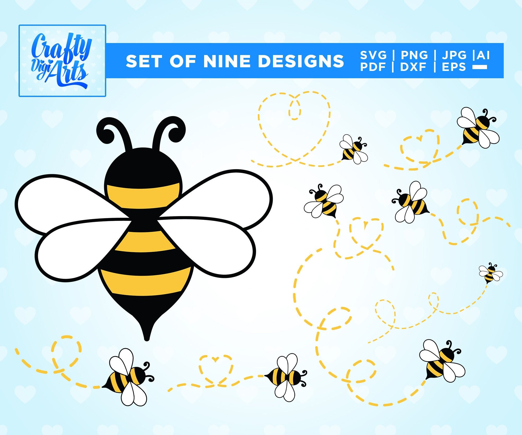Bee Path Bundle SVG PNG Files for Cutting Machines, Digital Clipart ...