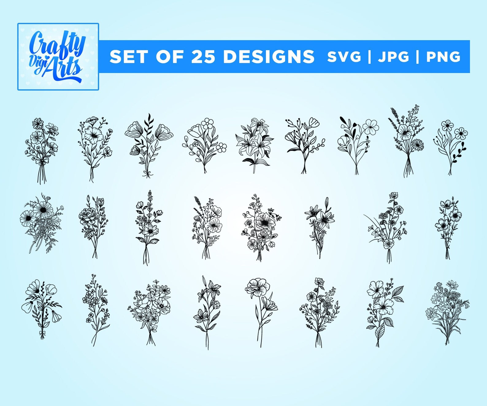 Bouquet Svg Bundle Field Plants Svg Minimalist Bouquet Svg - Etsy