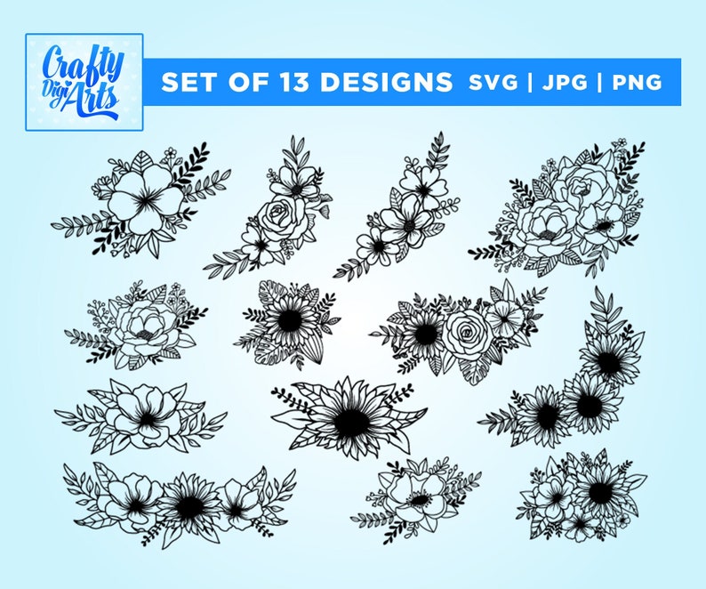 Flower Svg Bundle, Floral Arrangement Svg, Flower Png, Floral Svg ...