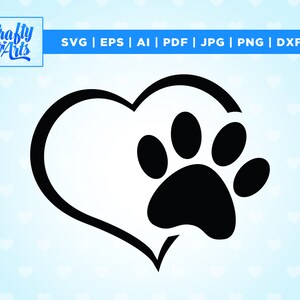 Paw Print Heart Paw SVG Heart Svg Dog Cat Paws Animal - Etsy