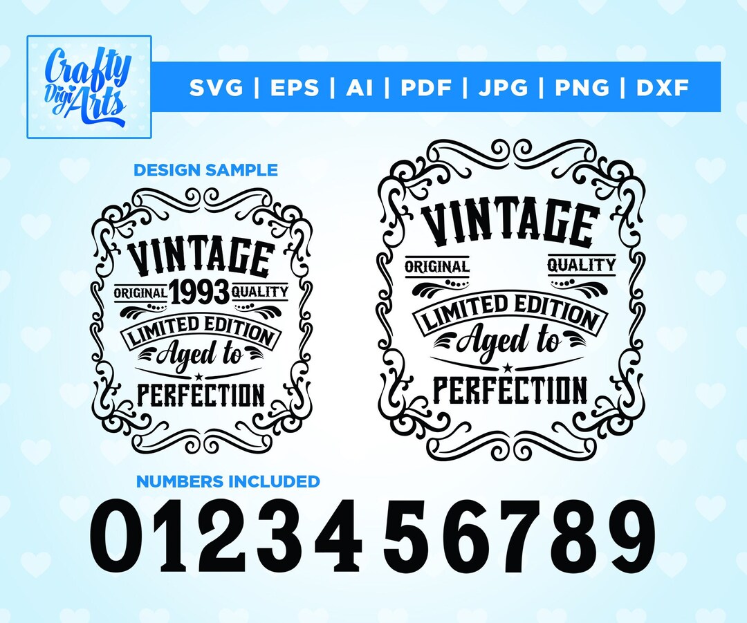 Birthday Vintage Svg, Aged to Perfection Svg, Instant Download, Cut File, Cricut, Png, Svg ...