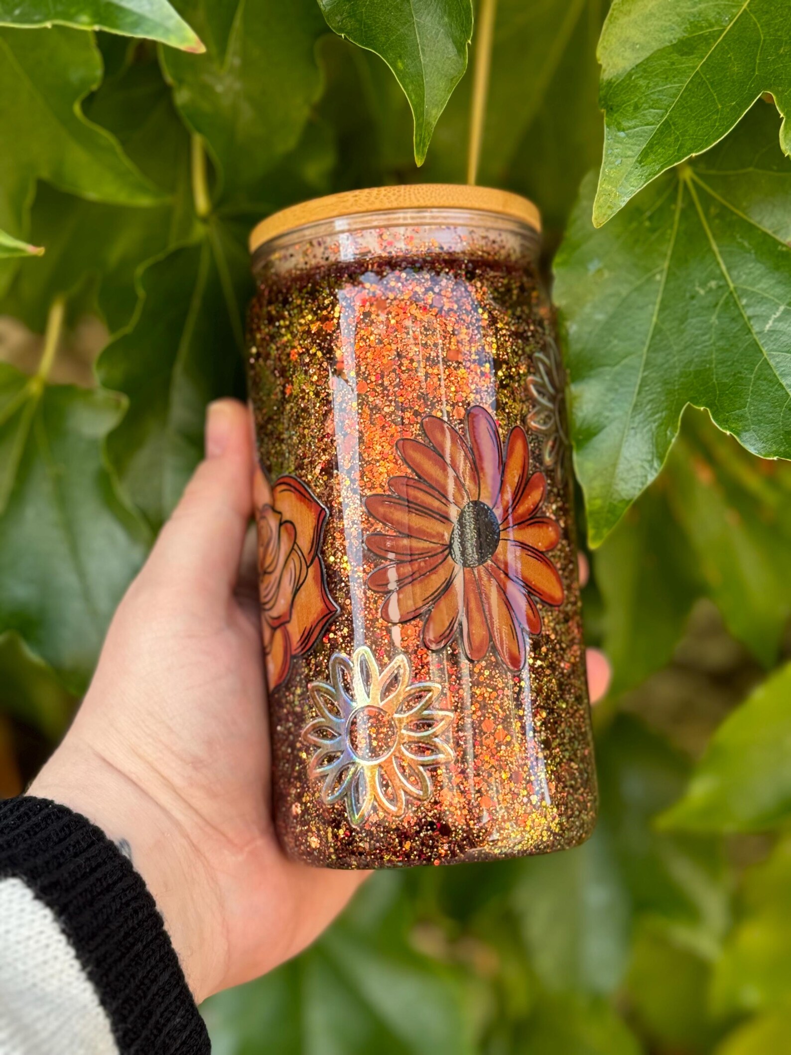 Fall Flowers Glitter 16 Oz Plastic Can Tumbler - Etsy