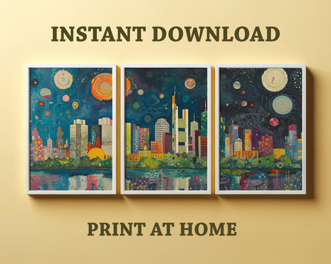 Set of Three Art Prints - Frankfurt Skyline Triptych - Instant Download ...