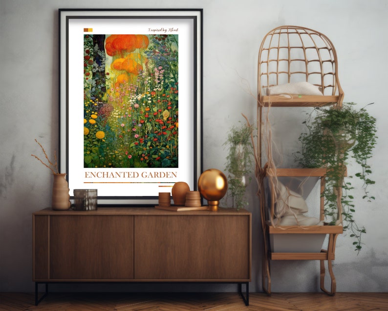Enchanted Garden Art Print Botanical Poster Painting Inspired by Gustav ...