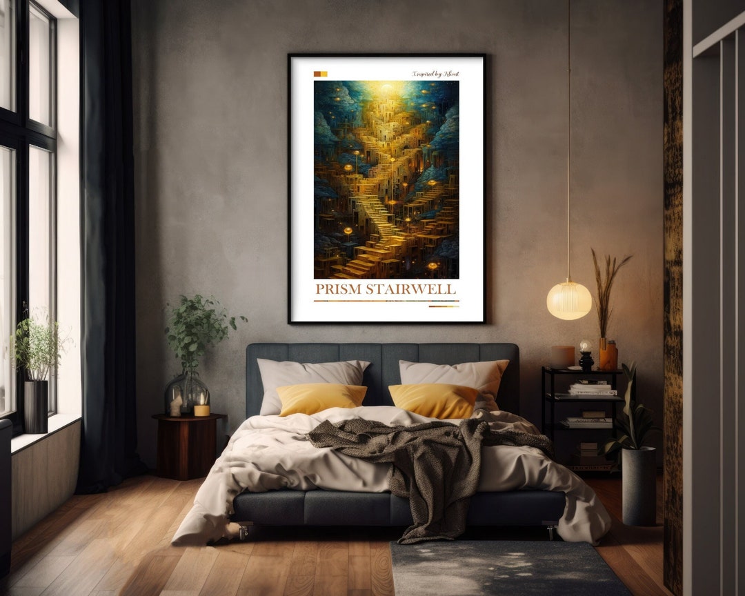 Prism Stairwell Art Print Abstract Pyramids Poster 4 Painting Inspired ...