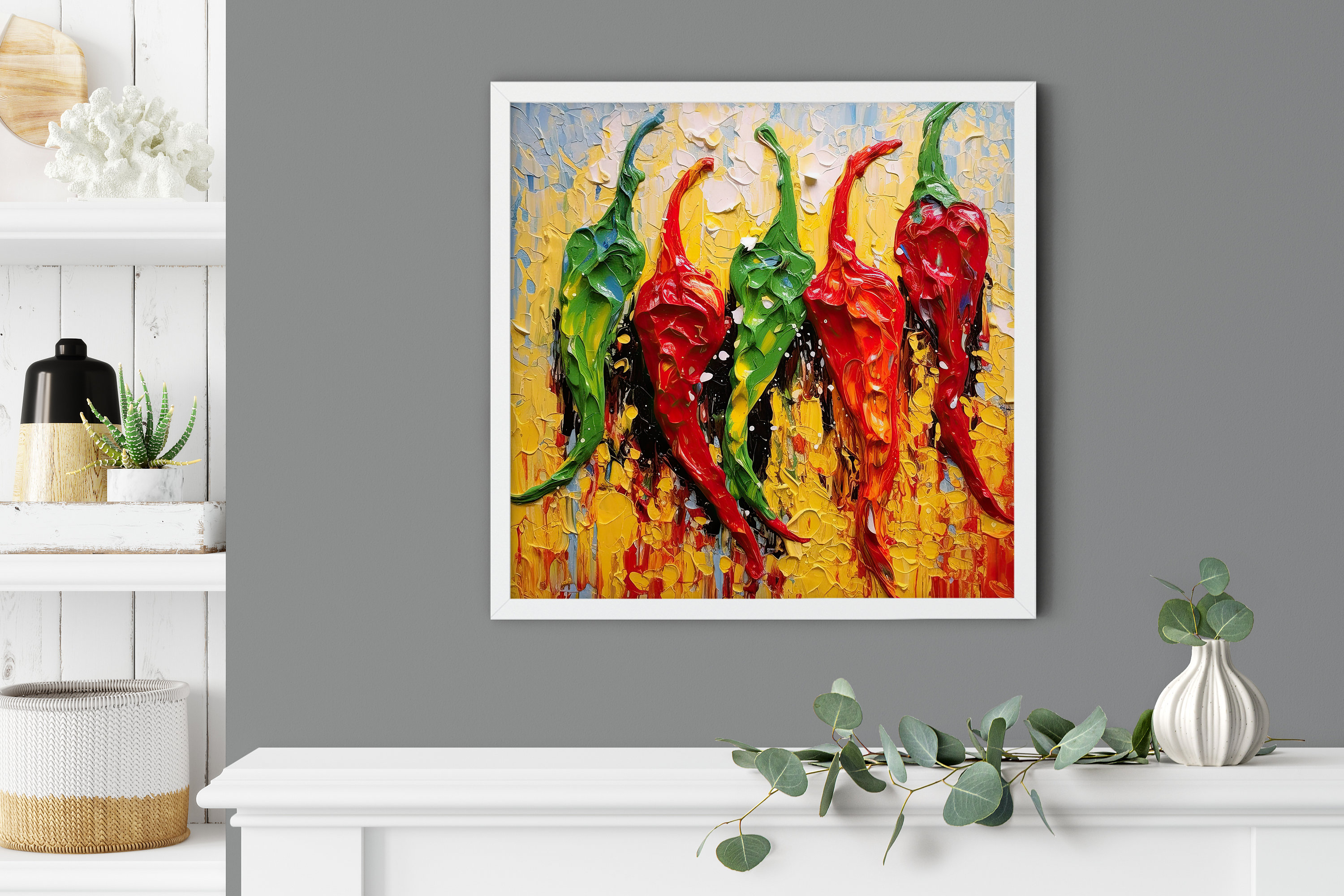 Peppers Abstract Art Colourful Kitchen Modern Design Decor Print Wall ...