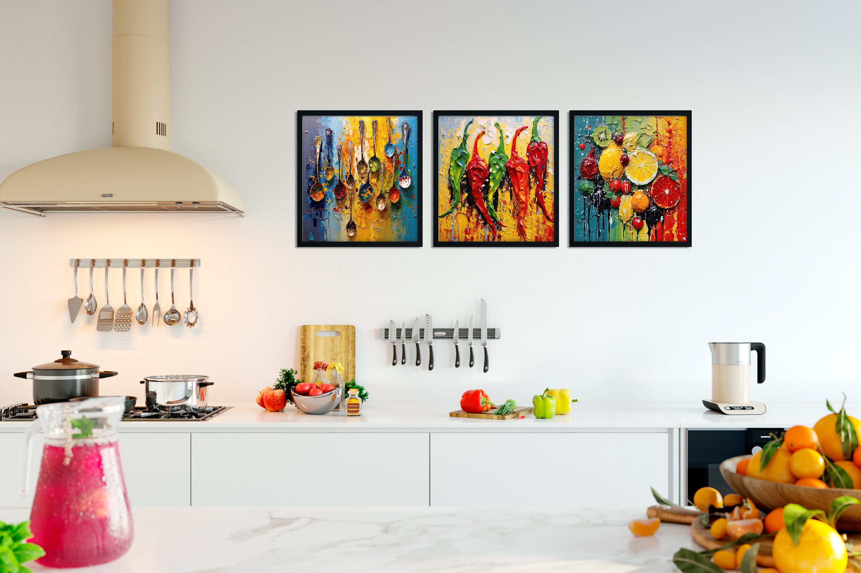 Fruit Abstract Art Colourful Kitchen Modern Design Decor Print Wall Art ...