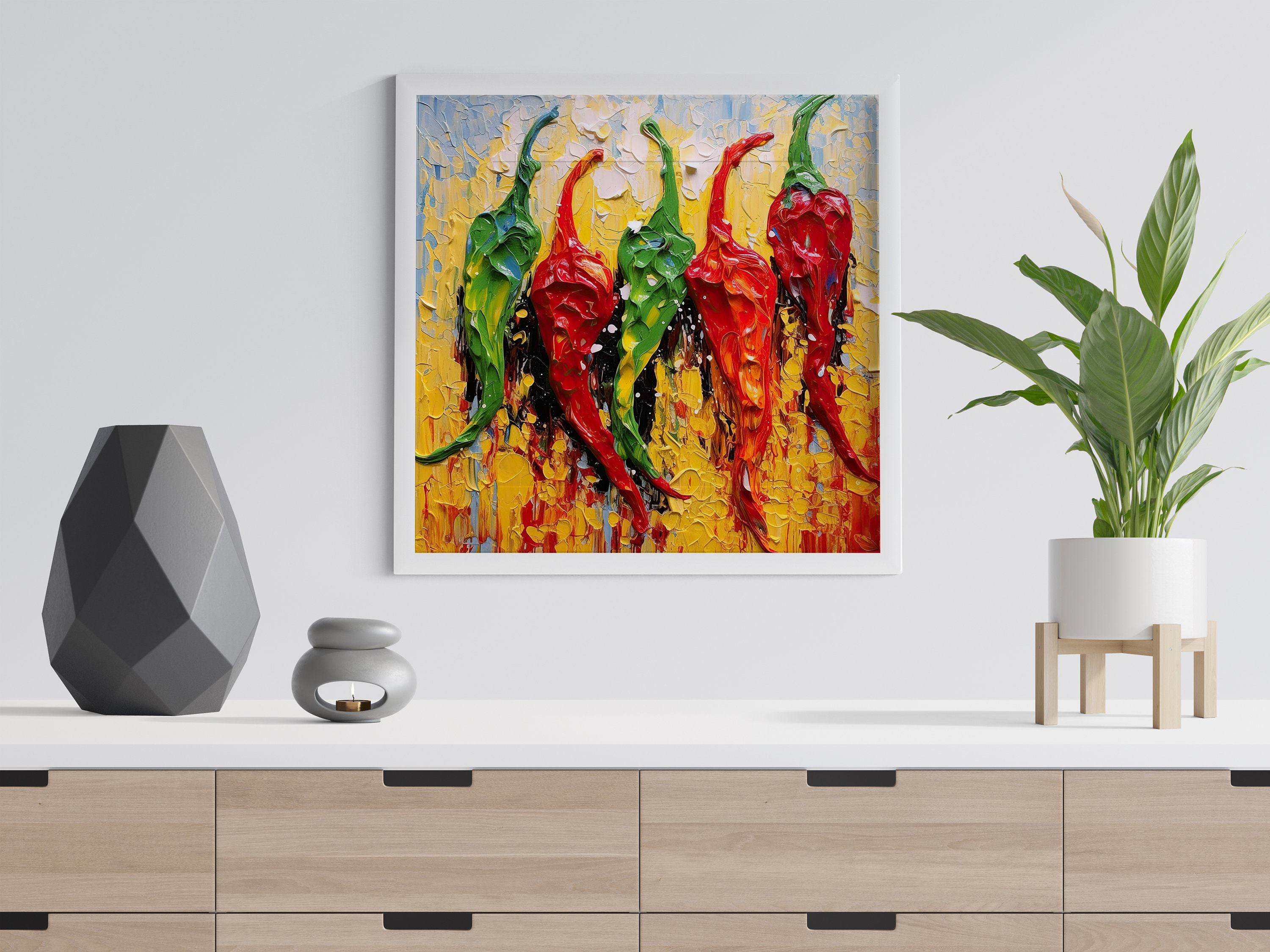 Peppers Abstract Art Colourful Kitchen Modern Design Decor Print Wall ...