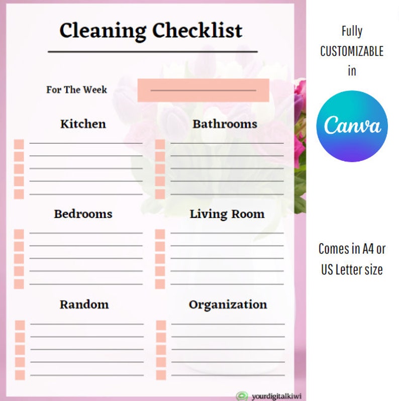 EDITABLE Airbnb Cleaning Checklist Template Cleaning Digital Planner PLR Template Fully ...
