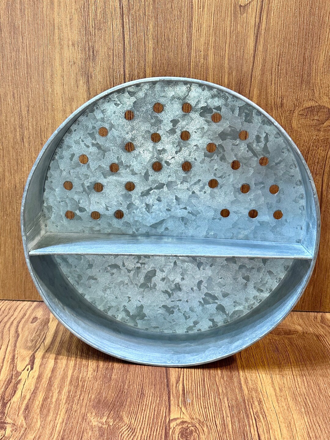 Round Galvanized Metal Wall Shelf Rustic Farmhouse Decor - Etsy