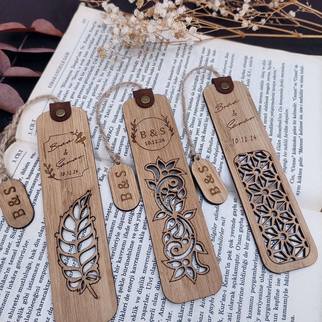 Personalized Bookmark Wedding Favors, Wood Engraved Bookmark, Bulk ...