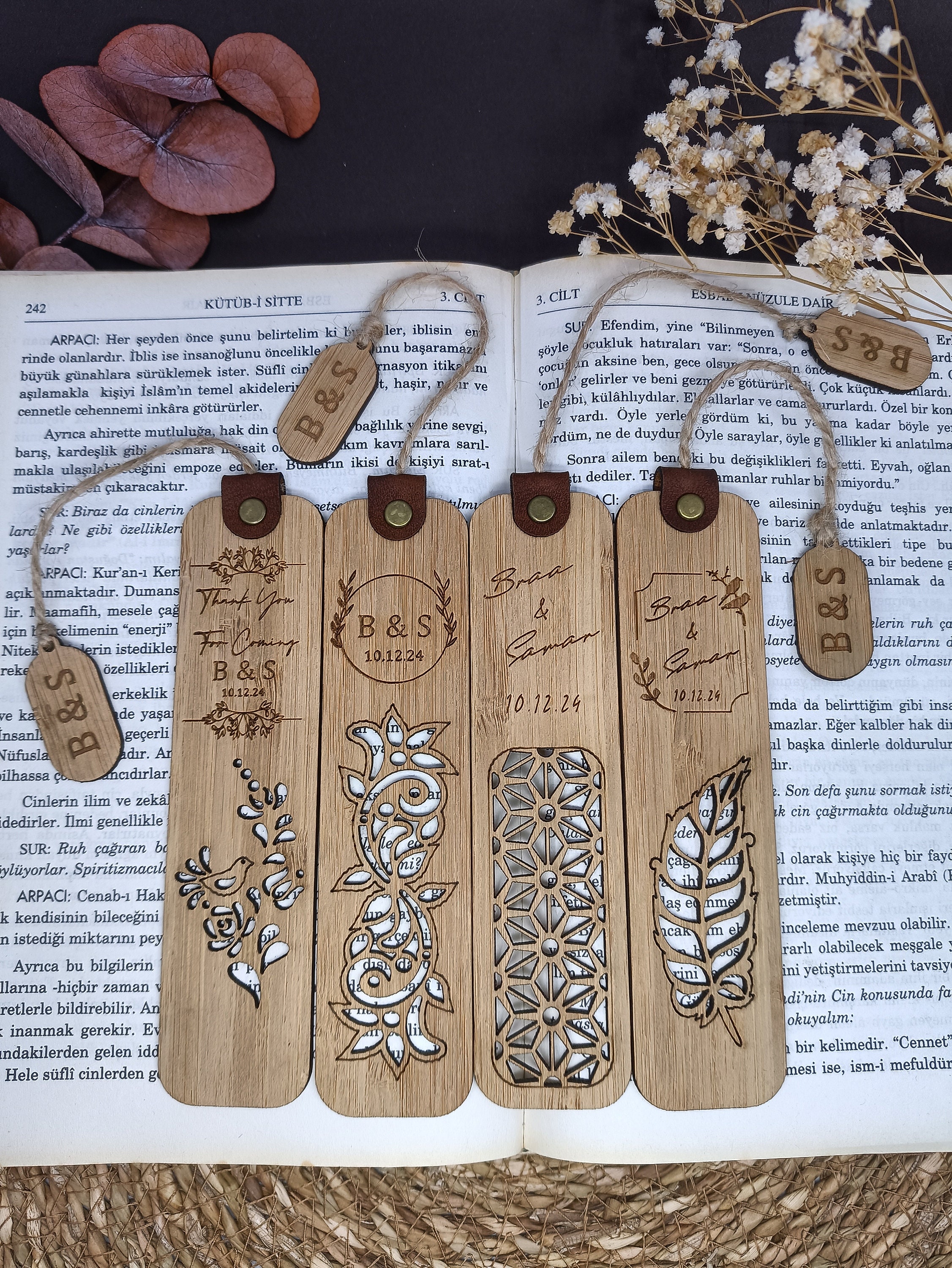 Personalized Bookmark Wedding Favors, Wood Engraved Bookmark, Bulk ...